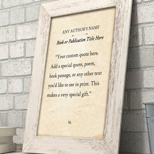 Personalized Customized Any Quote Here 11x14 Unframed Book Page Print ...