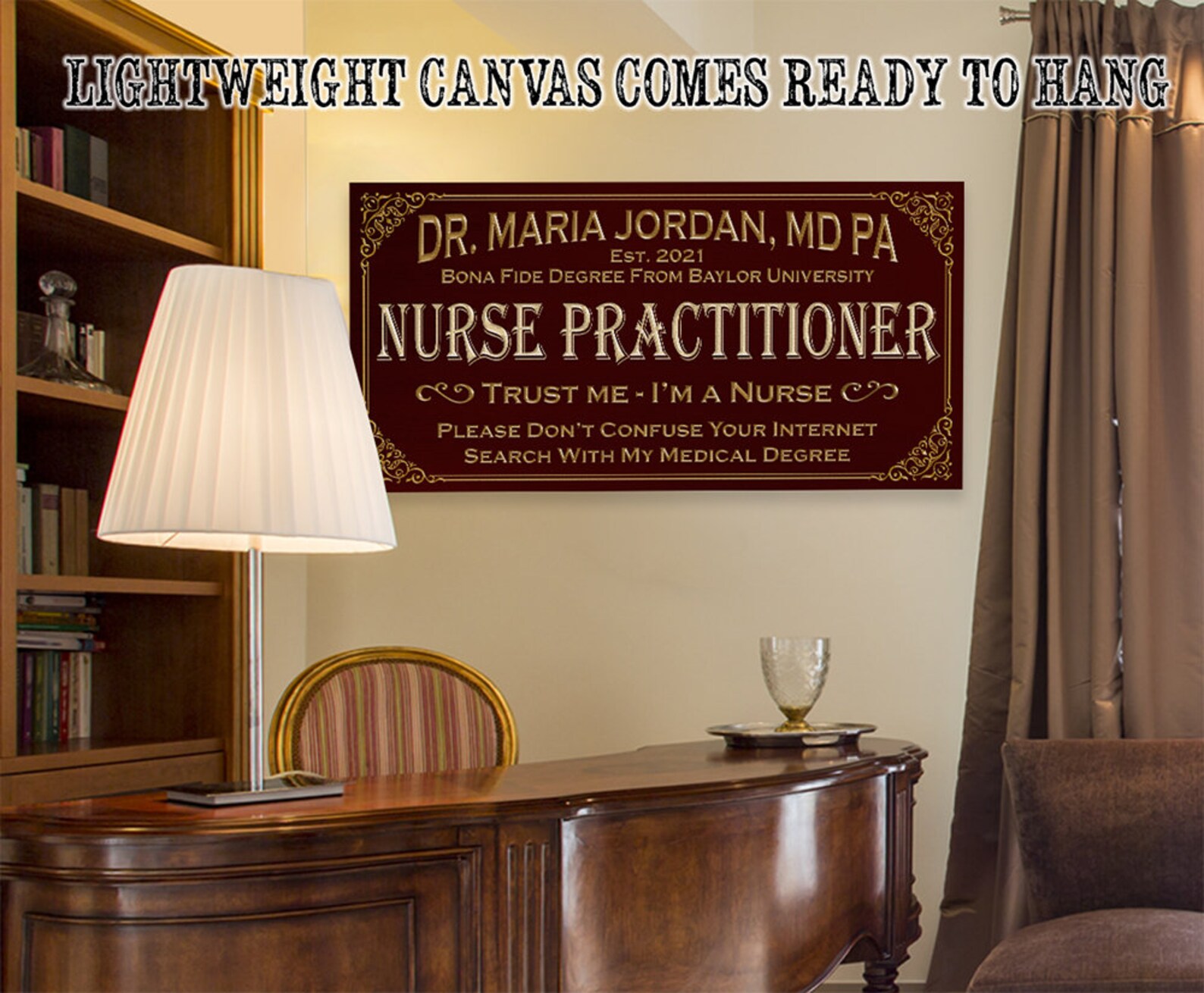 Large Nurse Practitioner Personalized Canvas for Clinics | Etsy