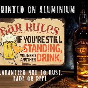 Metal Sign Bar Rules not Printed on Wood Durable Metal Sign Use Indoor ...