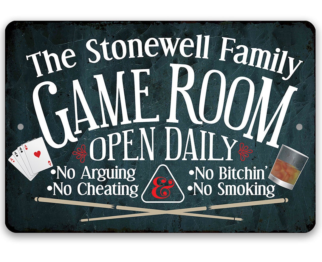 Personalized Game Room Metal Sign Family Pool Sign, Funny Home ...