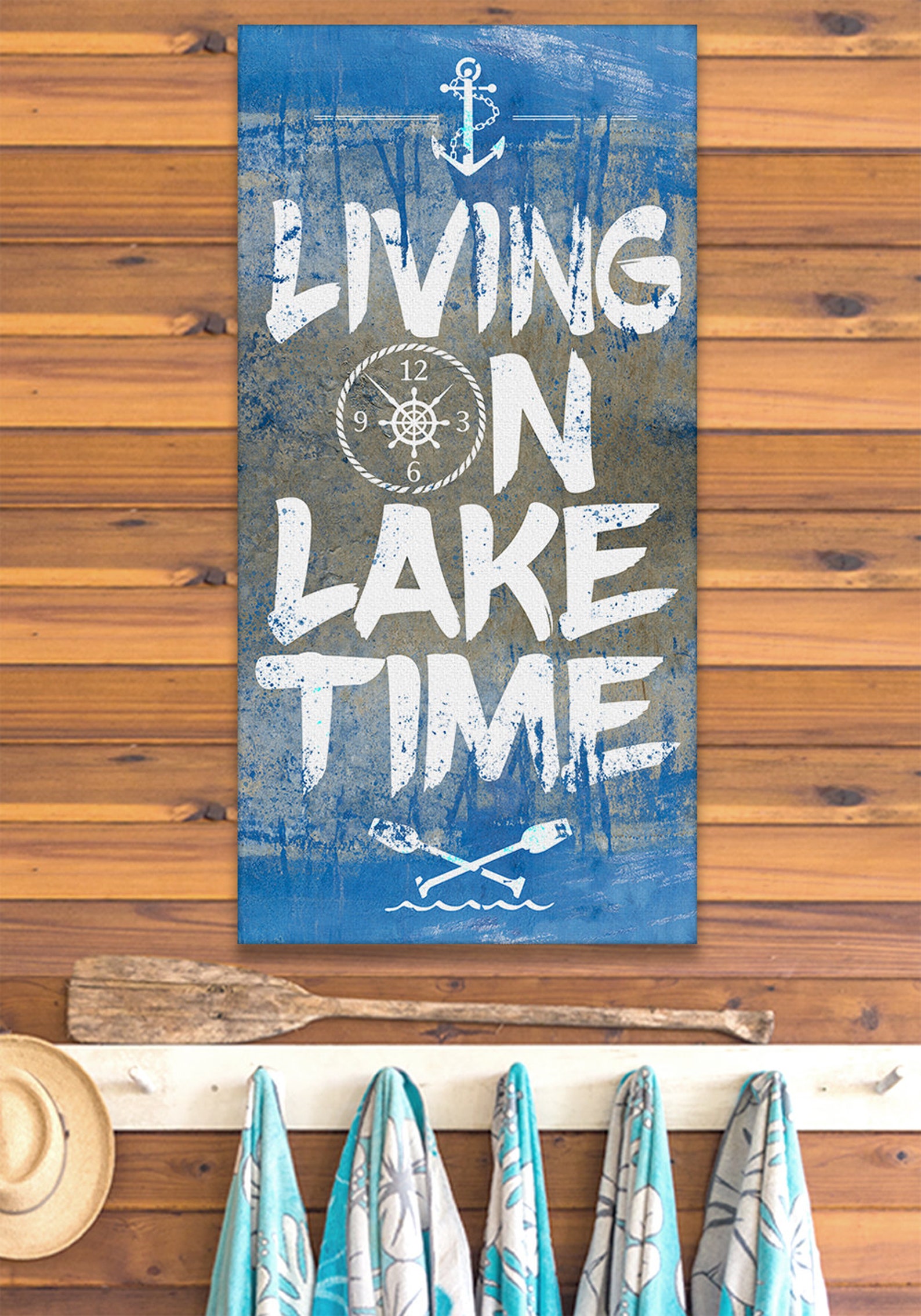 Living on Lake Time Large Canvas Stretched on Wood Frame - Etsy