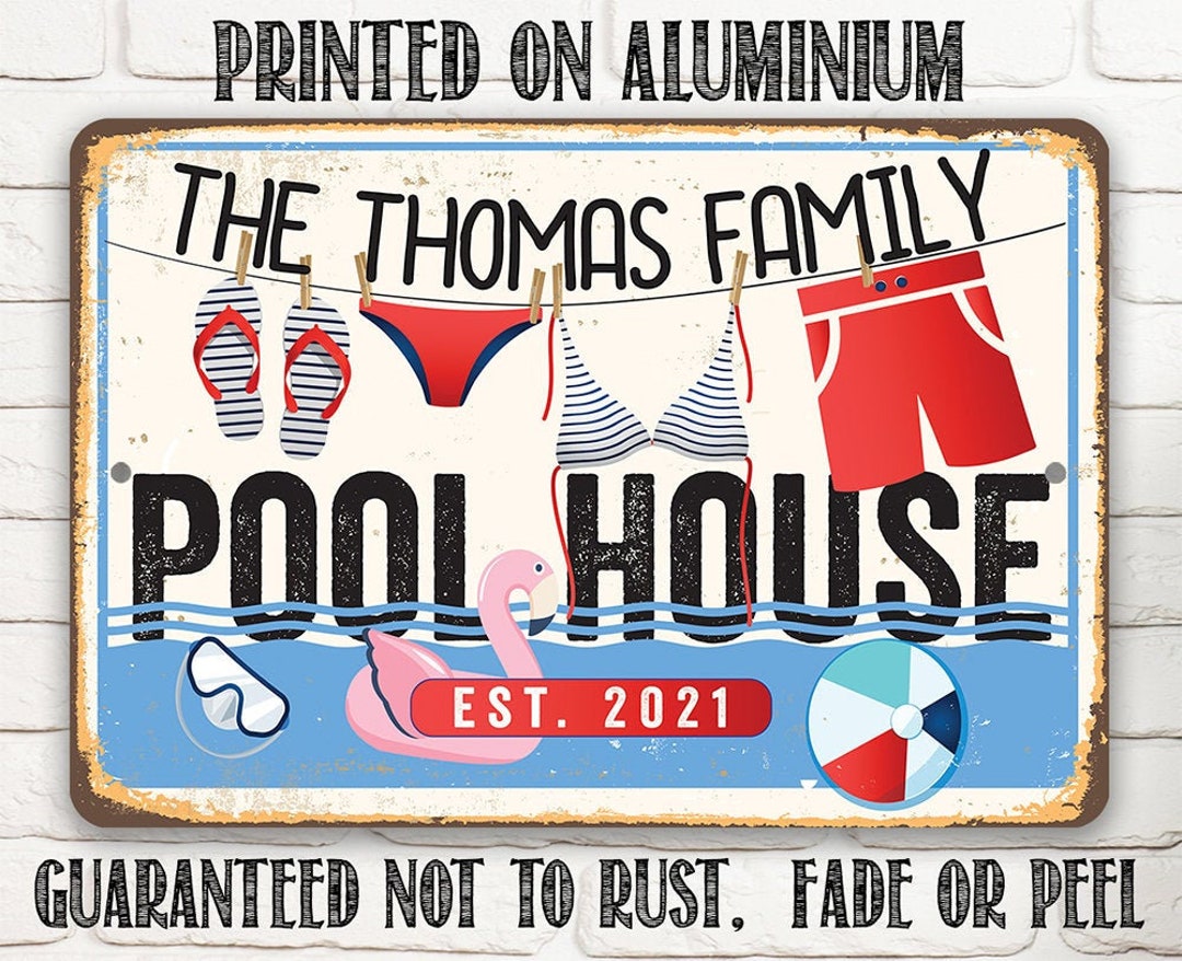 Personalized Pool House Sign 8 X 12 or 12 X 18 Aluminum Tin Awesome ...