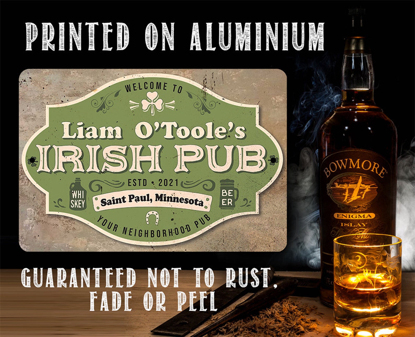 Personalized Irish Pub Metal Sign 8 X 12 or - Etsy