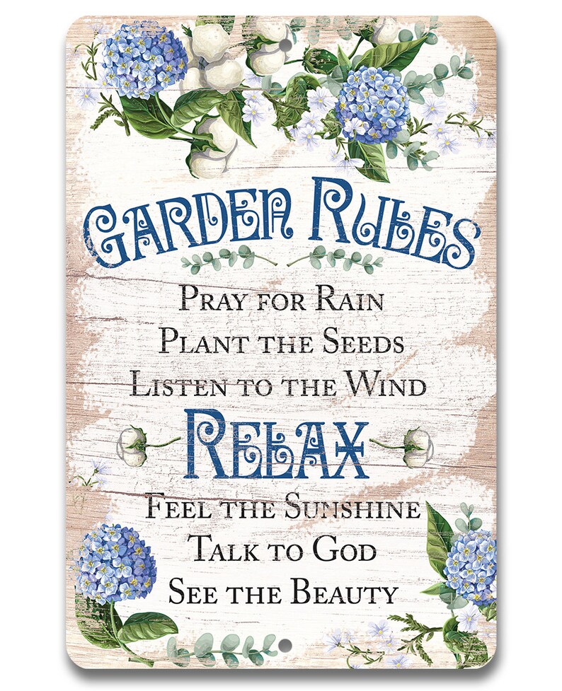 Tin Garden Rules Durable Metal Sign 8x12 or | Etsy