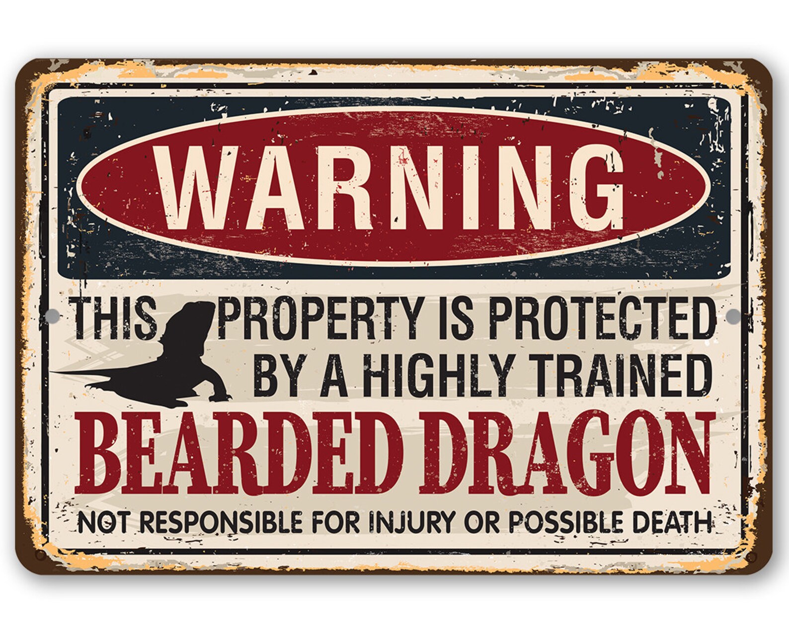 Tin Metal Sign warning Property Protected by Bearded - Etsy