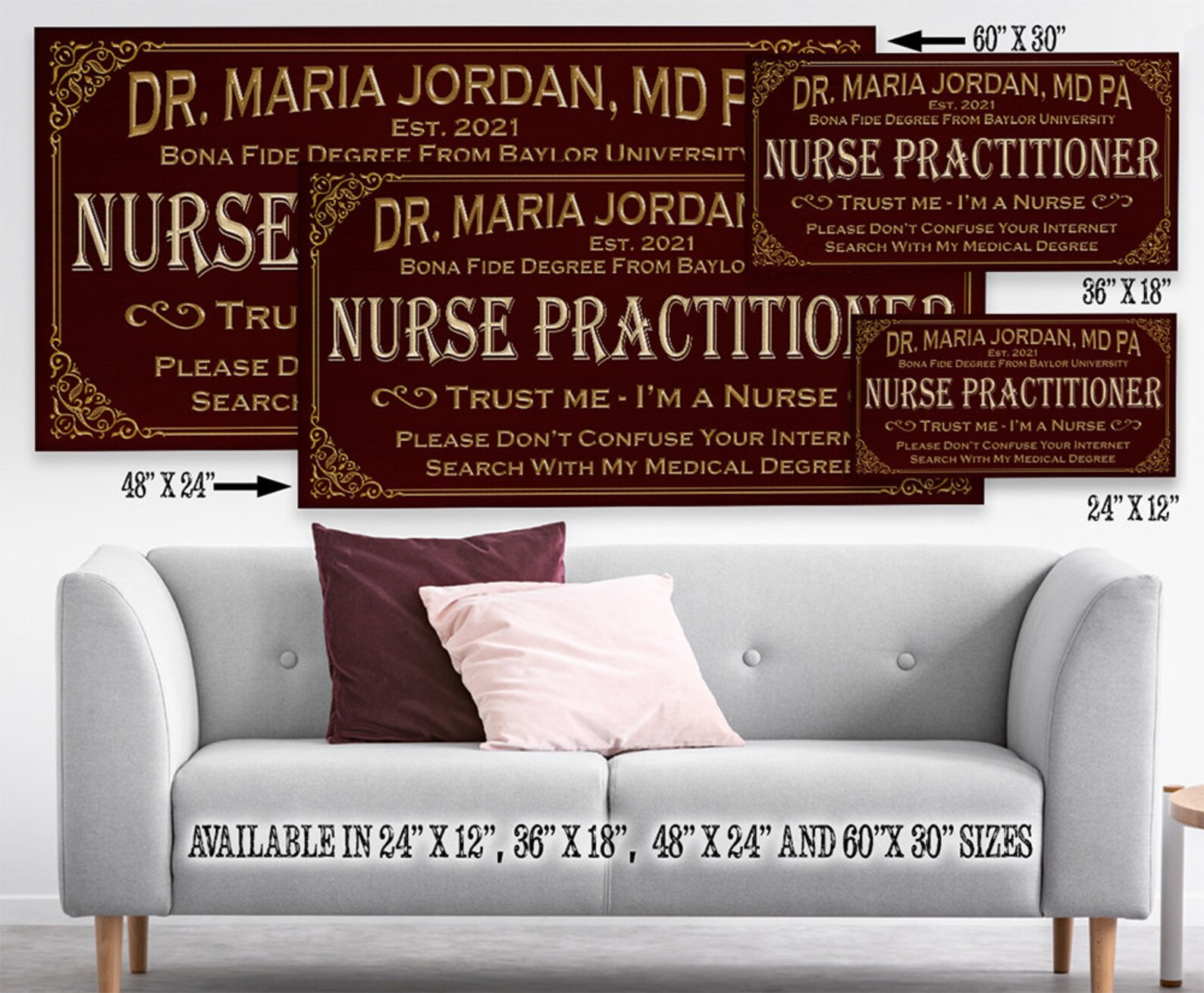 Large Nurse Practitioner Personalized Canvas for Clinics | Etsy