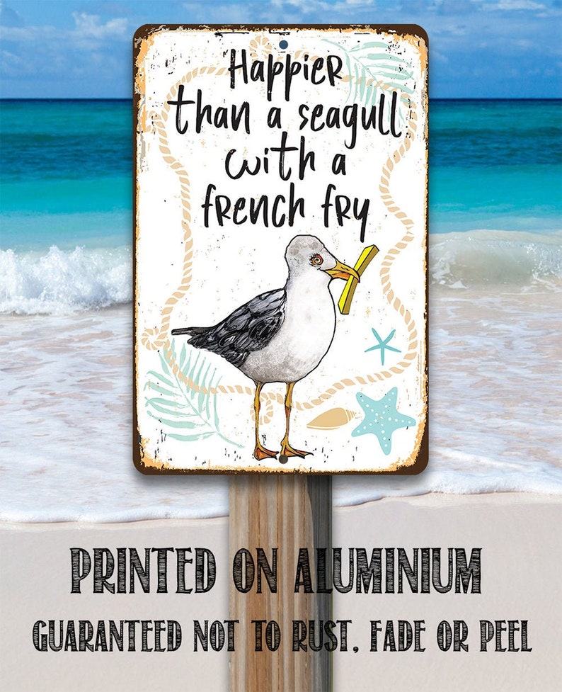 Tin-metal Sign Seagull With French | Etsy