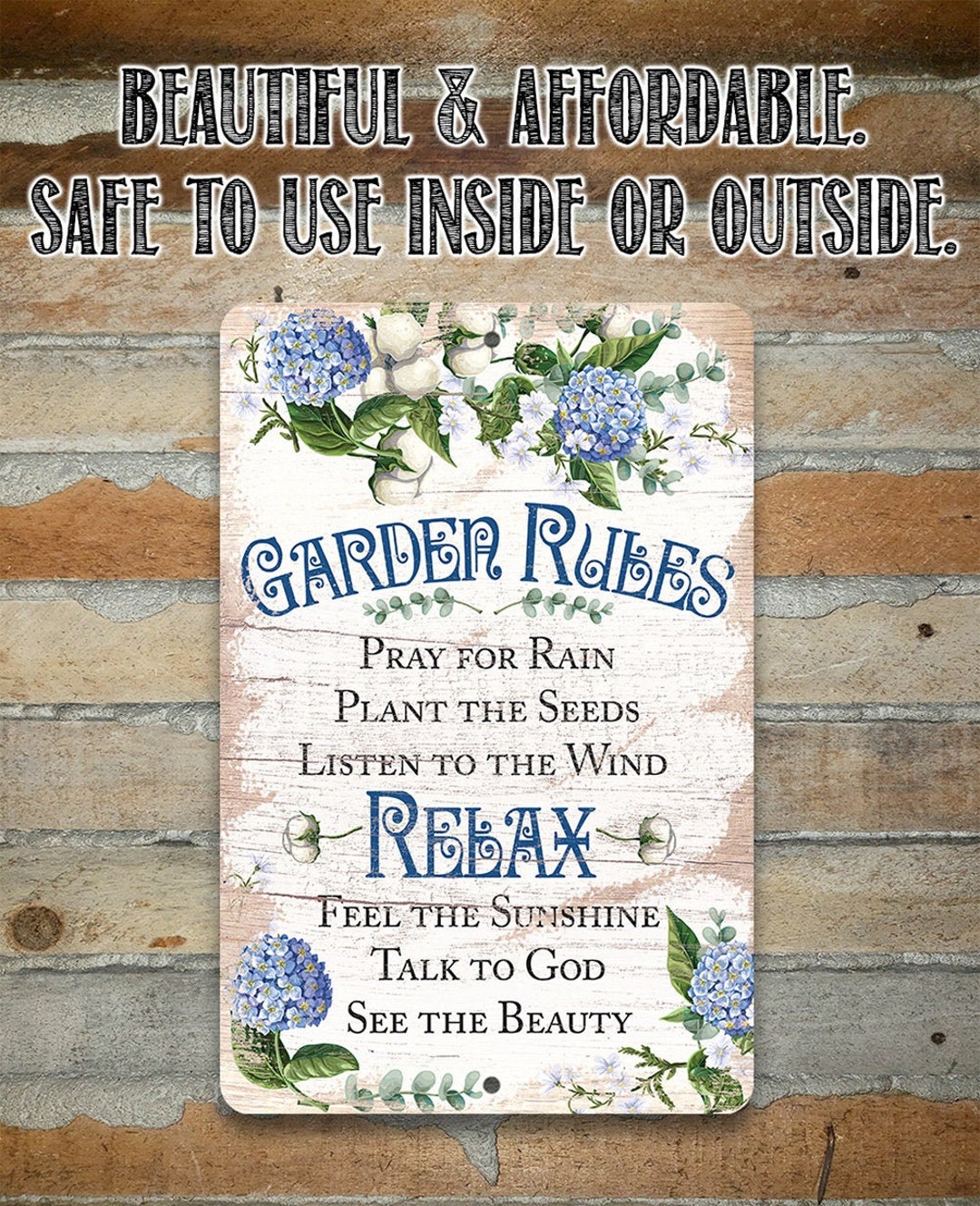 Tin Garden Rules Durable Metal Sign 8x12 or 12x18 Indoor/outdoor Use ...