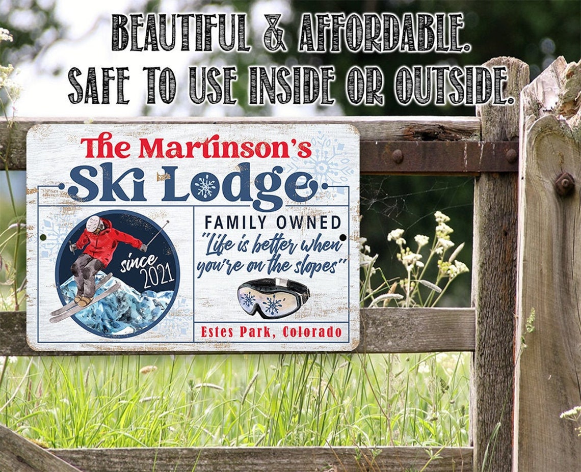 Personalized Ski Lodge Metal Sign 8 X 12 or - Etsy