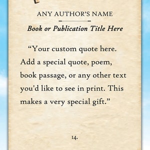 Personalized Customized Any Quote Here 11x14 Unframed Book Page Print ...