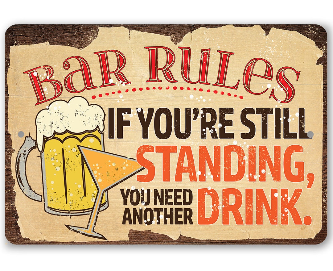 Metal Sign Bar Rules not Printed on Wood Durable Metal Sign Use Indoor ...