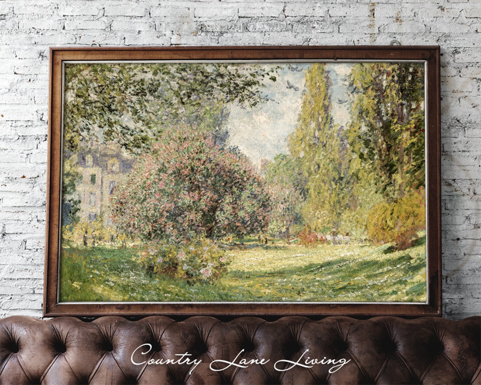 Spring Garden Landscape Oil Painting Download Green Toned - Etsy
