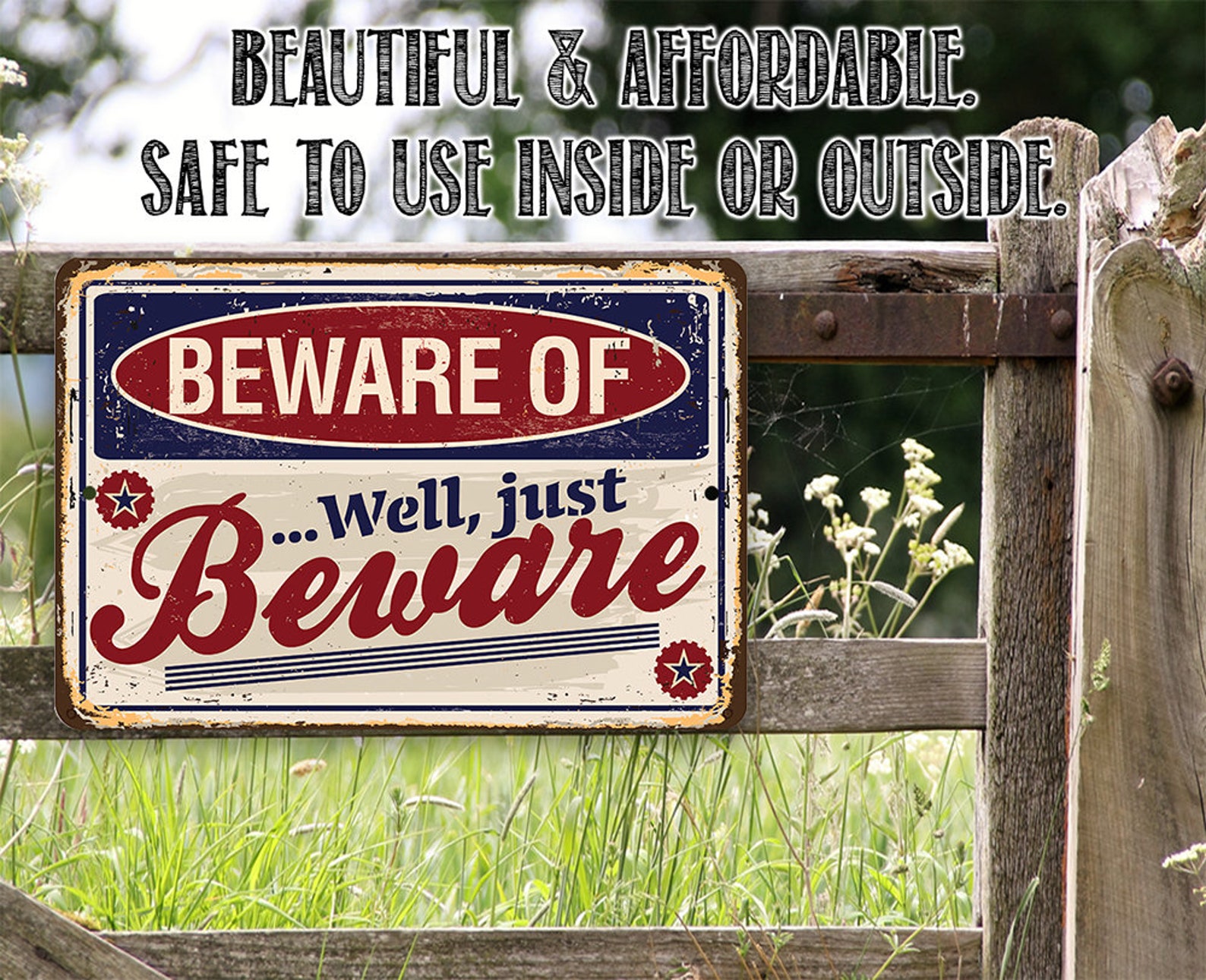 Tin Metal Sign Beware Of.well Just Beware - Etsy