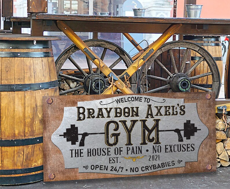 Personalized Gym Large Sign Stretched on Wood Frame | Etsy