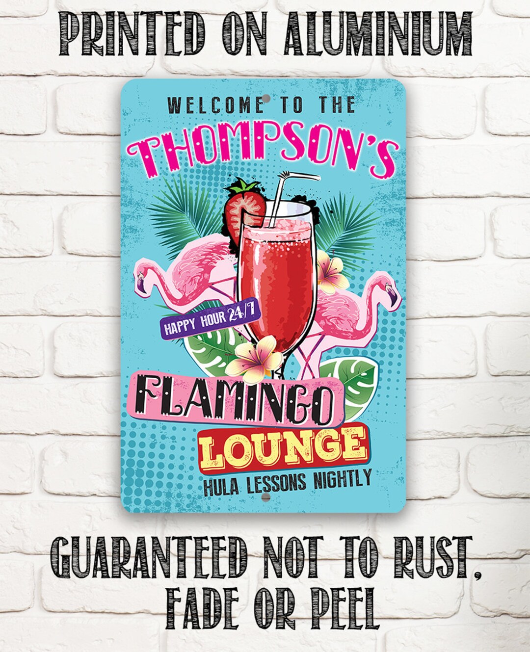Personalized Metal Sign Flamingo Lounge Tin 8x12/12x18 Use Indoor ...