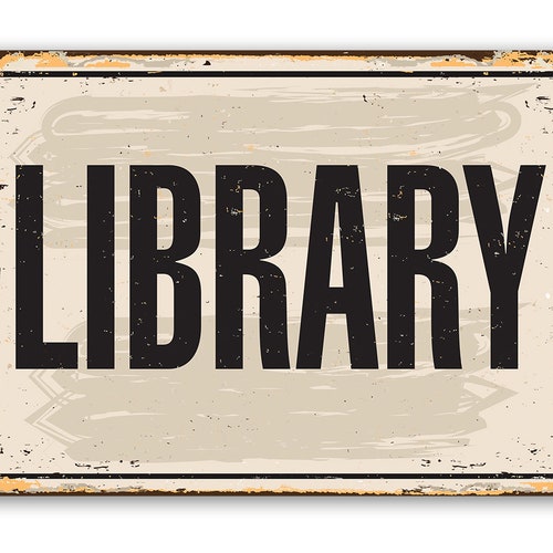 LIBRARY SIGN - Etsy