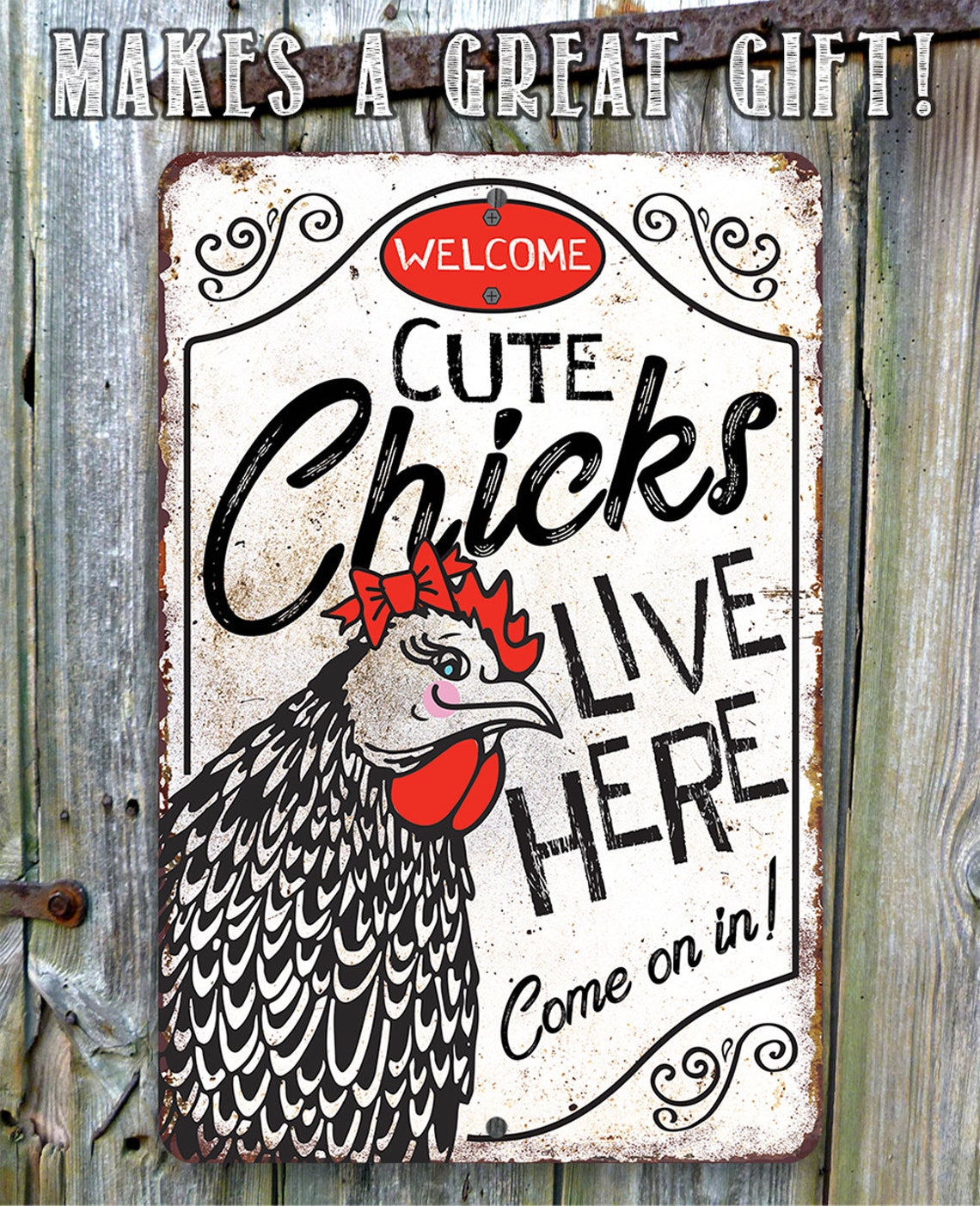 Tin Cute Chicks Live Here Metal Sign 8 X 12 or - Etsy