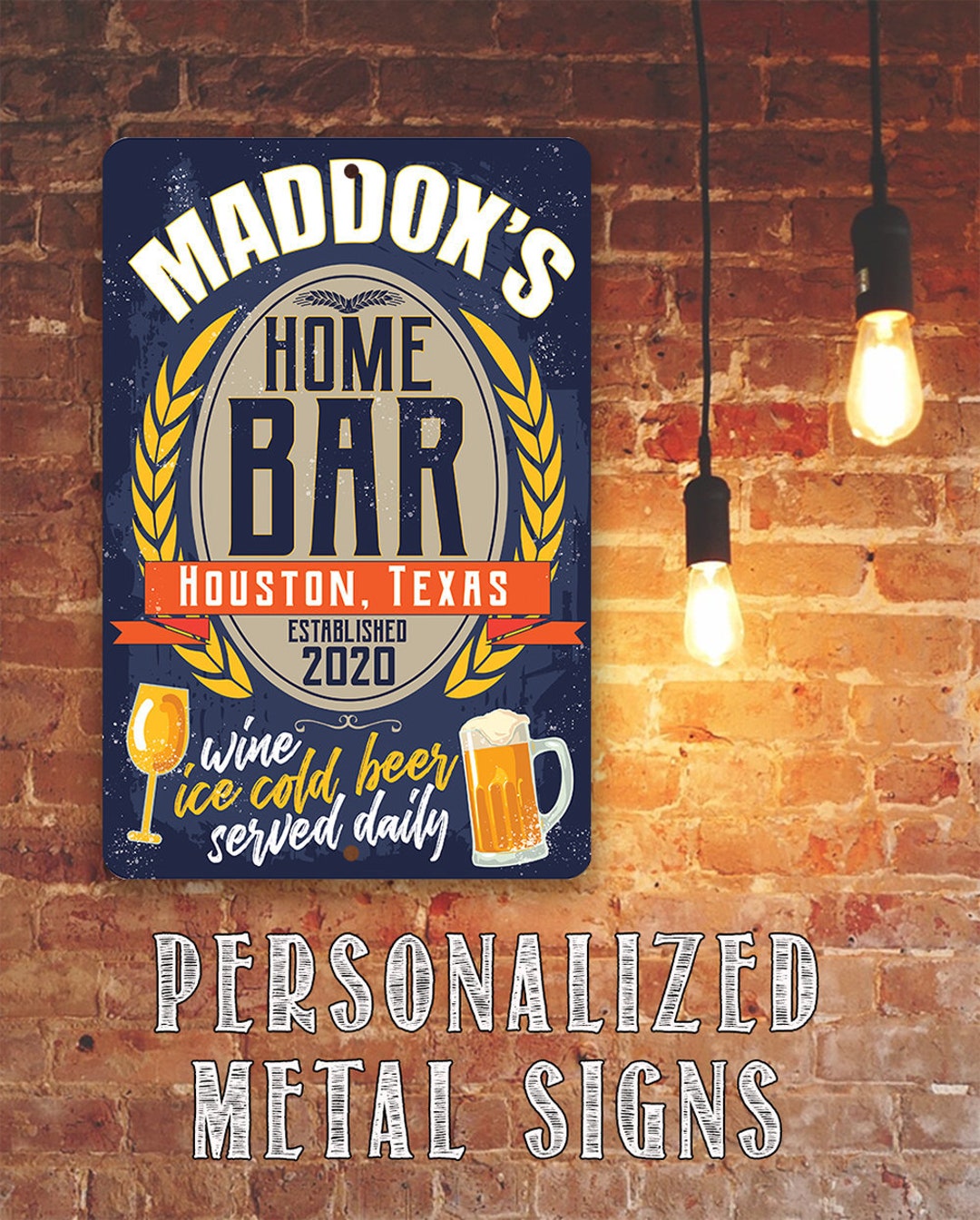 Tin Personalized Bar Decor Metal Sign 8x12 or 12x18 for Customized Man ...