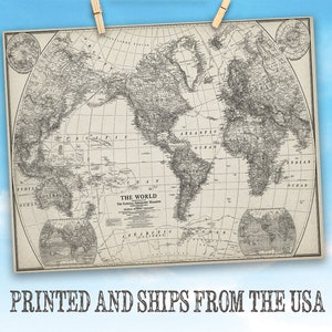 Canvas 1922 World Map Black & White Choose Unframed Poster or Canvas ...
