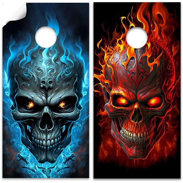 Flaming Skull Decal - Etsy