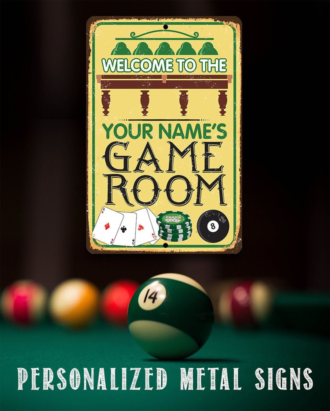 Personalized Metal Sign-game Room Play Nice-8x12/12x18 Indoor/outdoor ...