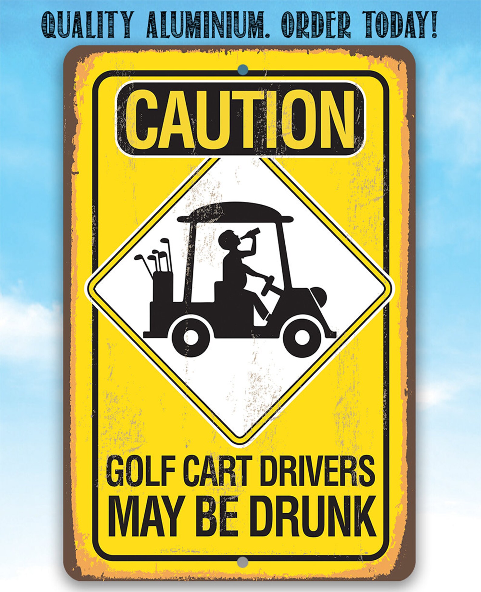 Tin Metal Sign Caution Golf Cart Drivers - Etsy