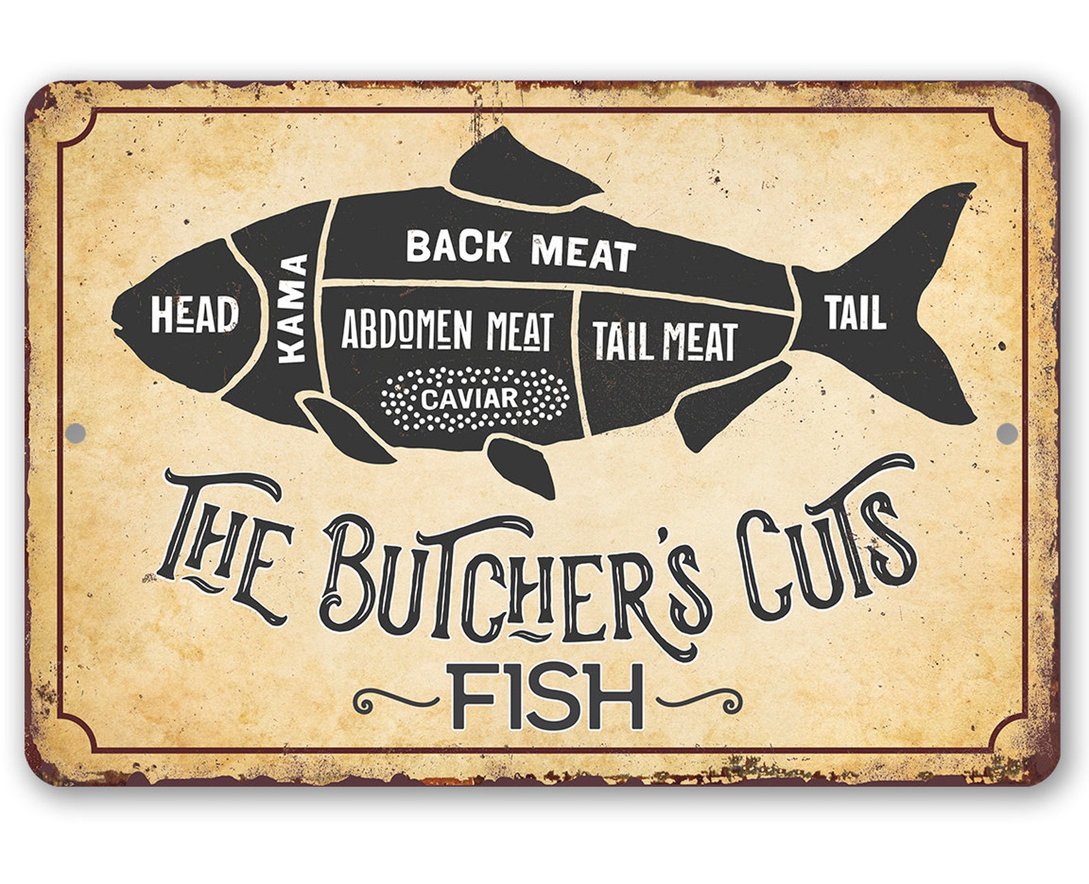 Tin Metal Sign the Butcher's Cut Fish-8 X | Etsy
