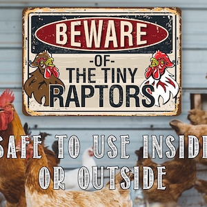 Tin Beware Tiny Raptors Metal Sign-8x12/12x18 Use Indoor/outdoor Funny ...