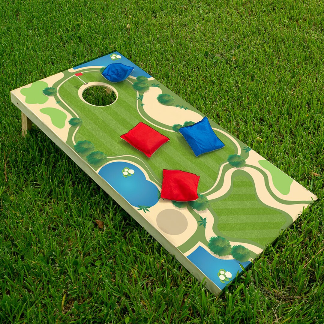 Set of 2 Corn Hole Decal Golf Course Art Wrap, Professional Vinyl Cover ...