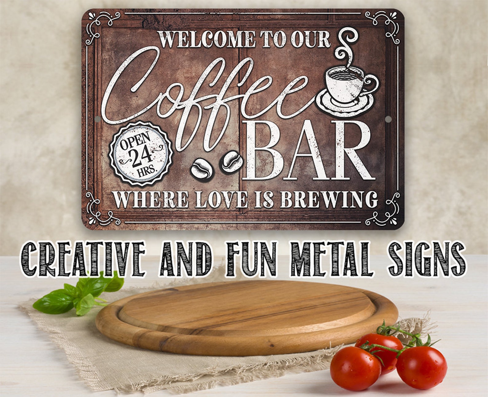 Tin Metal Sign Welcome to Our Coffee Bar Where Love is - Etsy