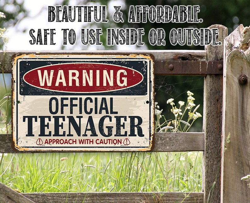 Tin Metal Sign Warning Official Teenager - Etsy