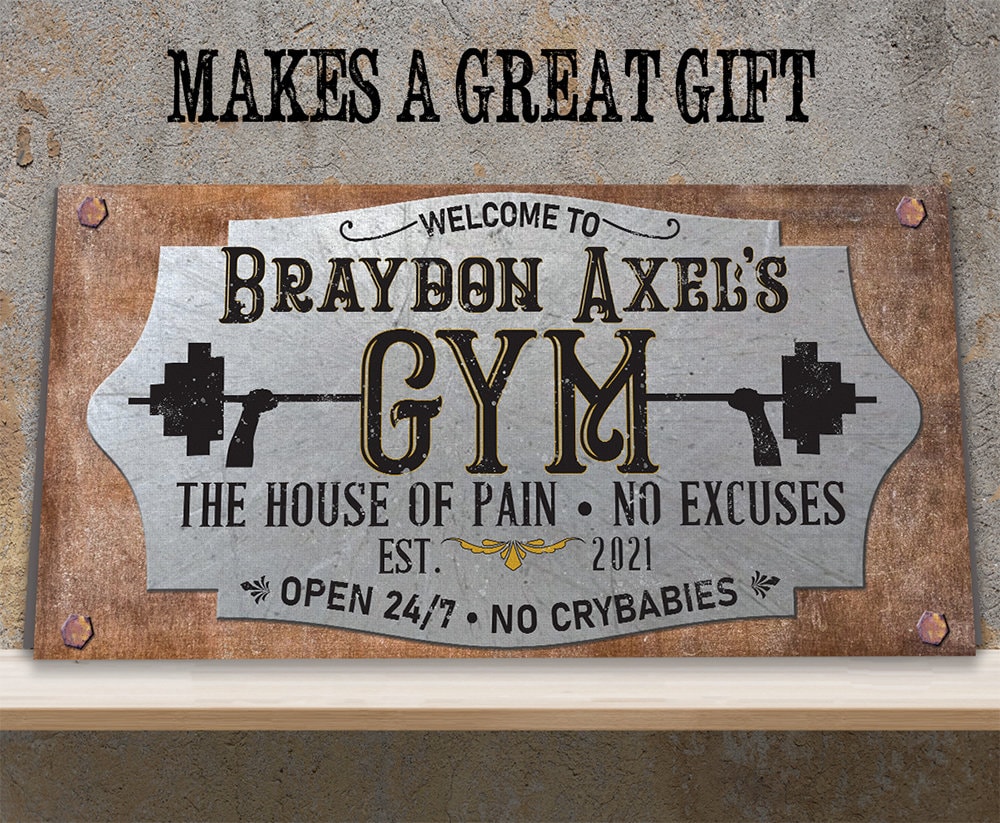 Personalized Gym Large Sign Stretched on Wood Frame | Etsy