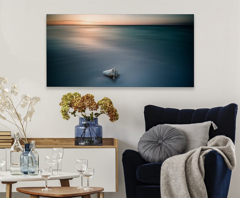 Large Canvas Wall Art Beach Shell Stretched on a Heavy - Etsy