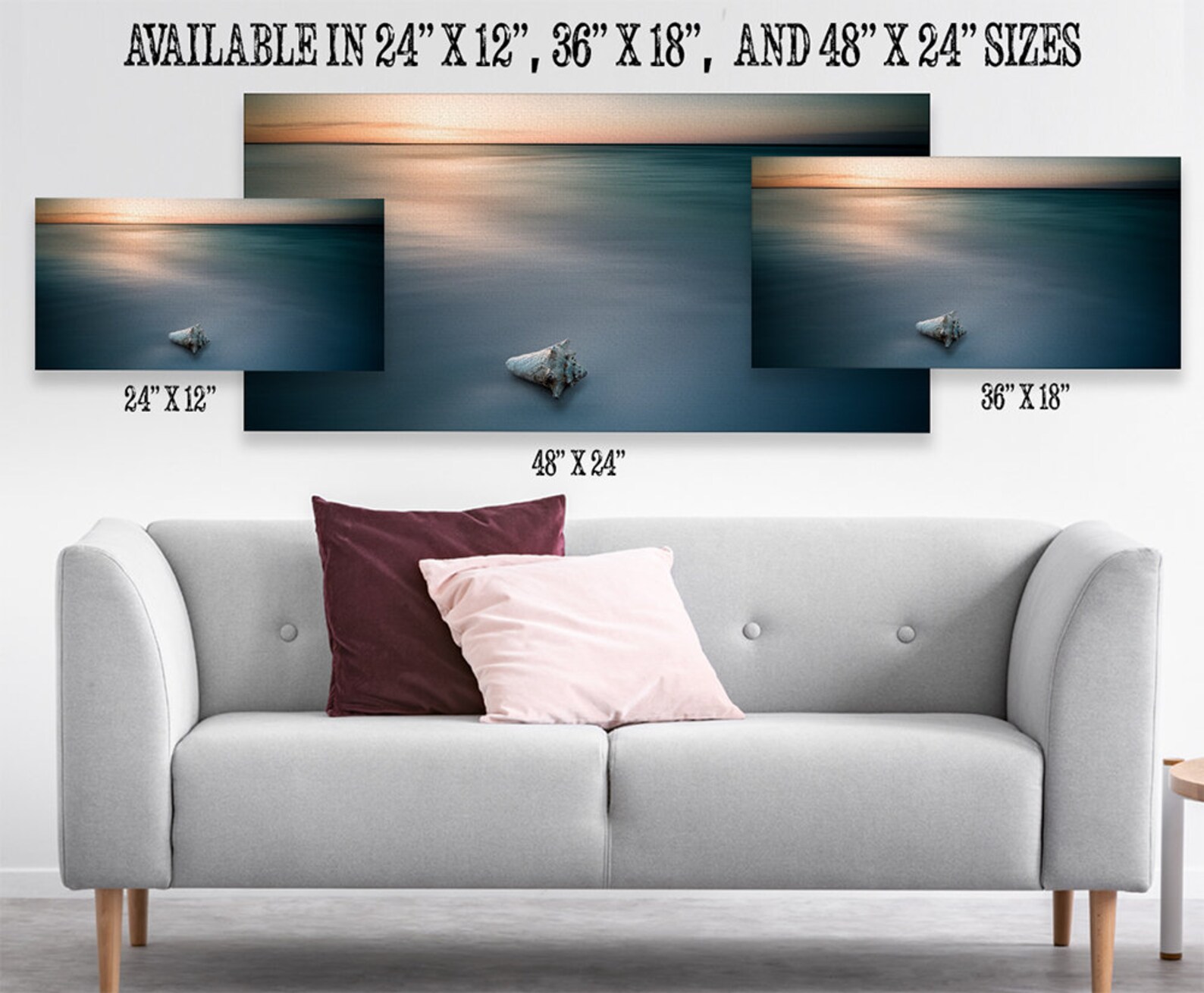 Large Canvas Wall Art Beach Shell Stretched on a Heavy - Etsy