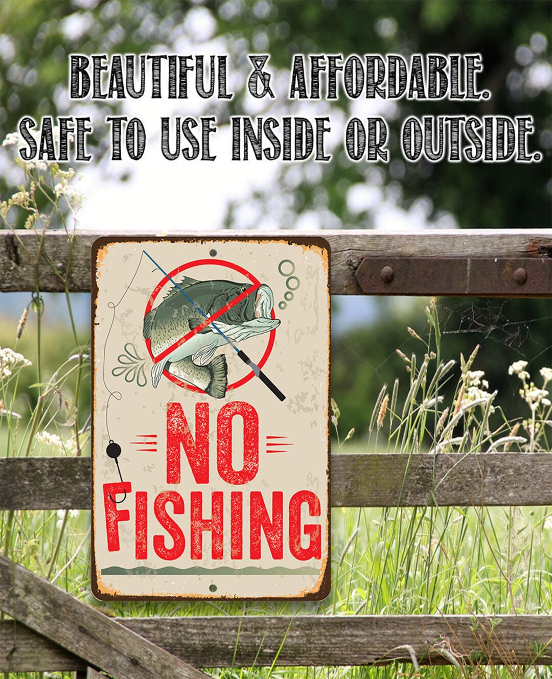 Tin No Fishing Sign-durable Metal Sign-8x12/12x18 Use Indoor/outdoor ...