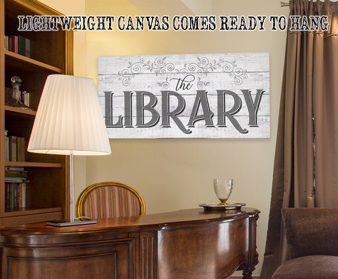 Large Canvas Library Wall Art Stretched on Wood Frame - Etsy