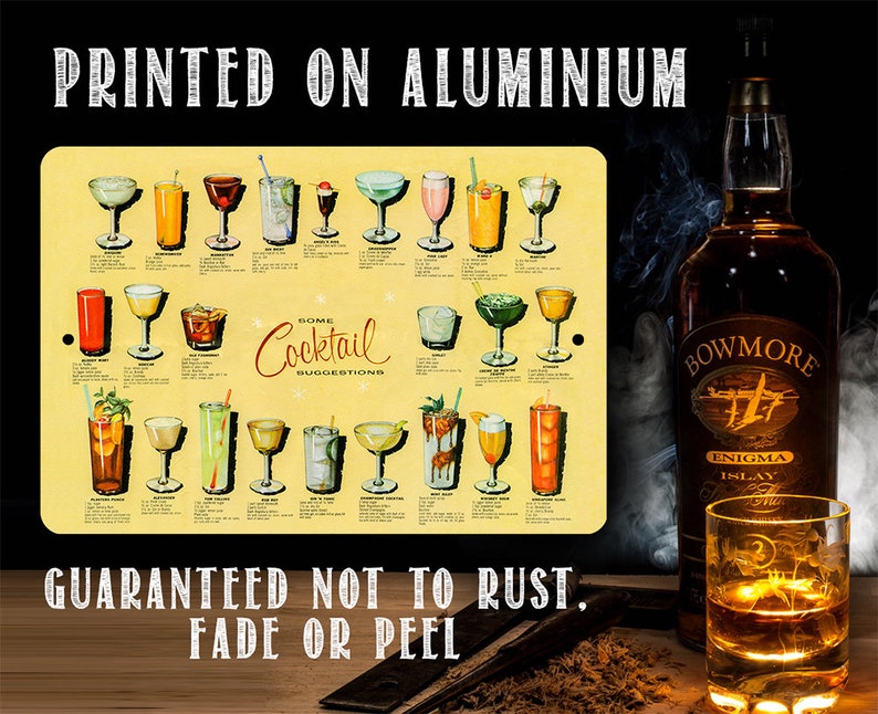 Metal Sign Cocktail Suggestions 8x12 or - Etsy