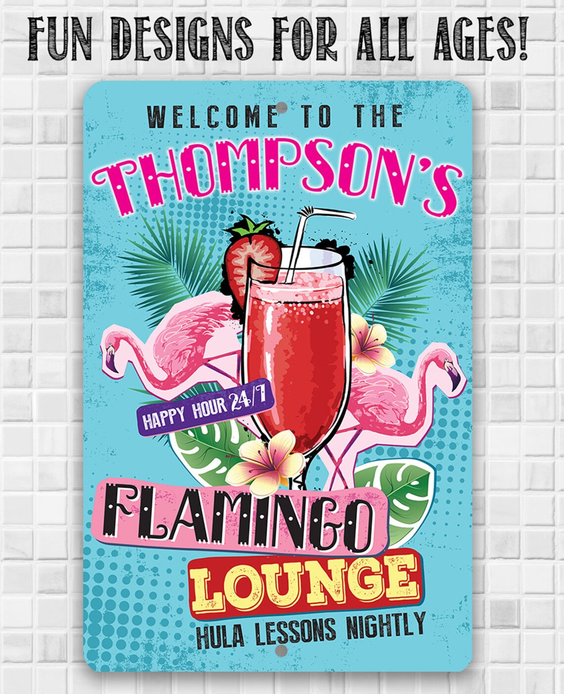 Tin Personalized Flamingo Lounge Metal Sign 8x12/12x18 - Etsy