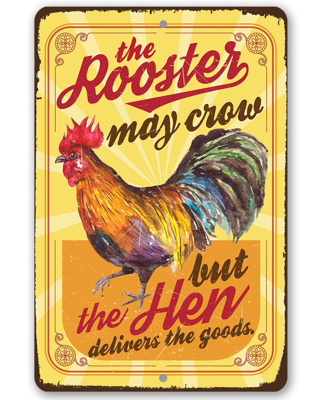 Tin-the Rooster May Crow-metal Sign | Etsy
