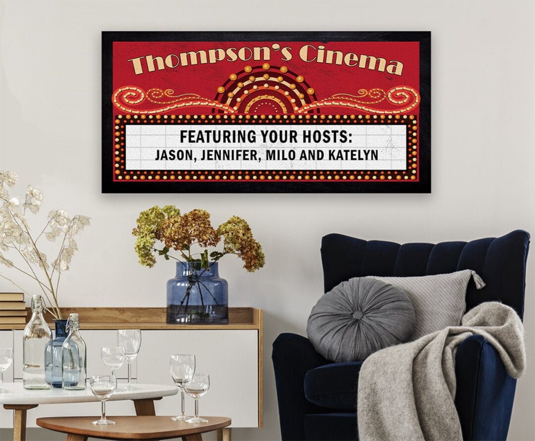 Personalized Large Canvas Cinema Lounge Stretched on Wood - Etsy