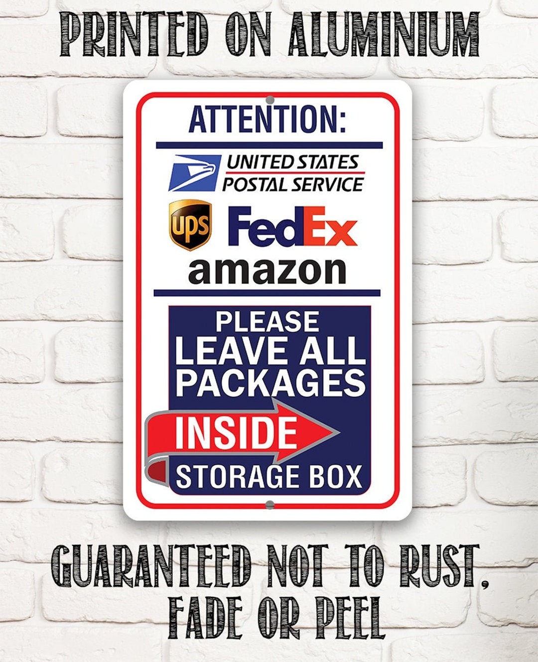 Metal Sign Postal Sign tin-8x12 or 12x18 Indoor/outdoor Delivery Area ...