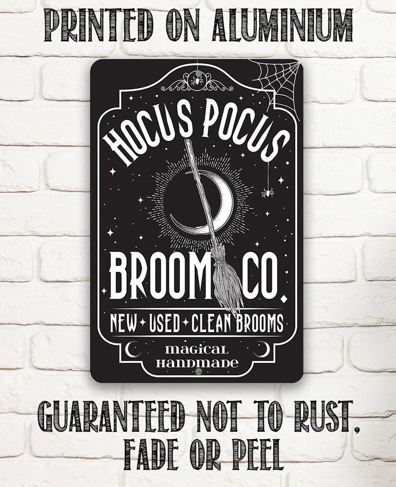 Tin Hocus Pocus Broom Co Metal Sign 8x12 or | Etsy
