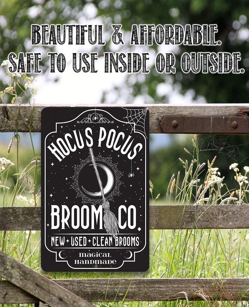 Tin Hocus Pocus Broom Co Metal Sign 8x12 or - Etsy