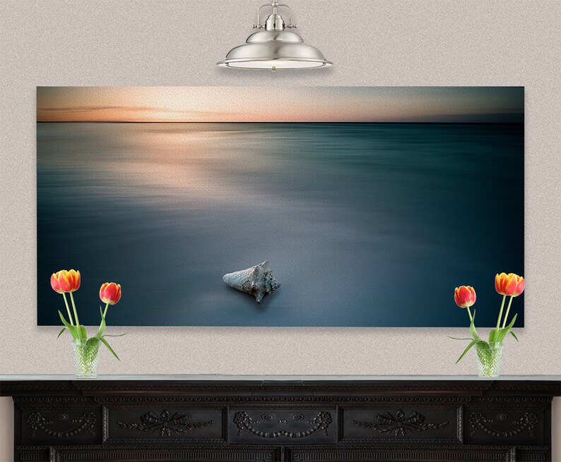 Large Canvas Wall Art Beach Shell Stretched on a Heavy - Etsy