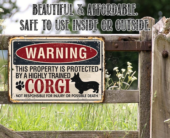 Warning Property Corgi-8 X 12 or 12 X - Etsy