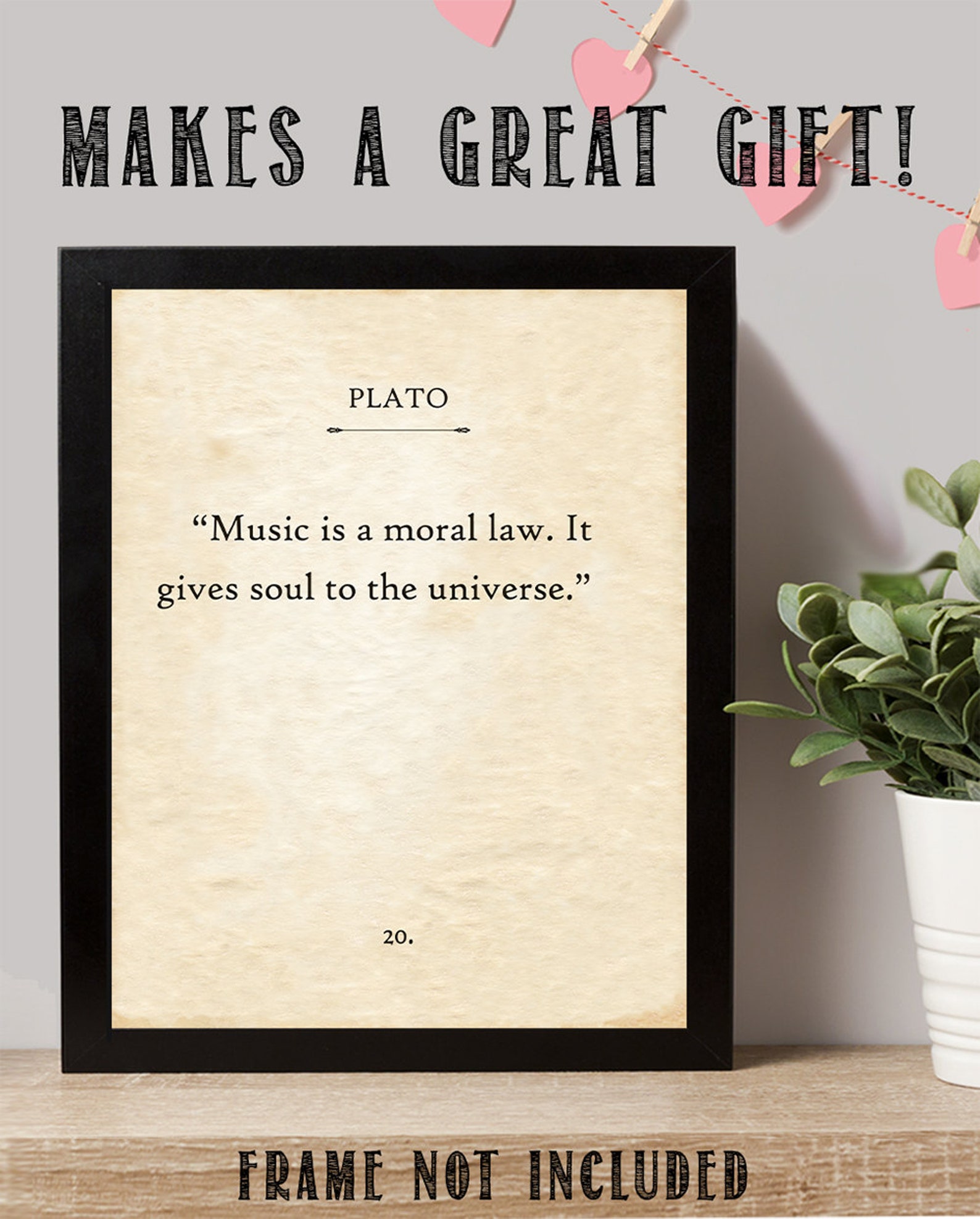 Plato Music is A Moral Law 11x14 Unframed Typography Book - Etsy