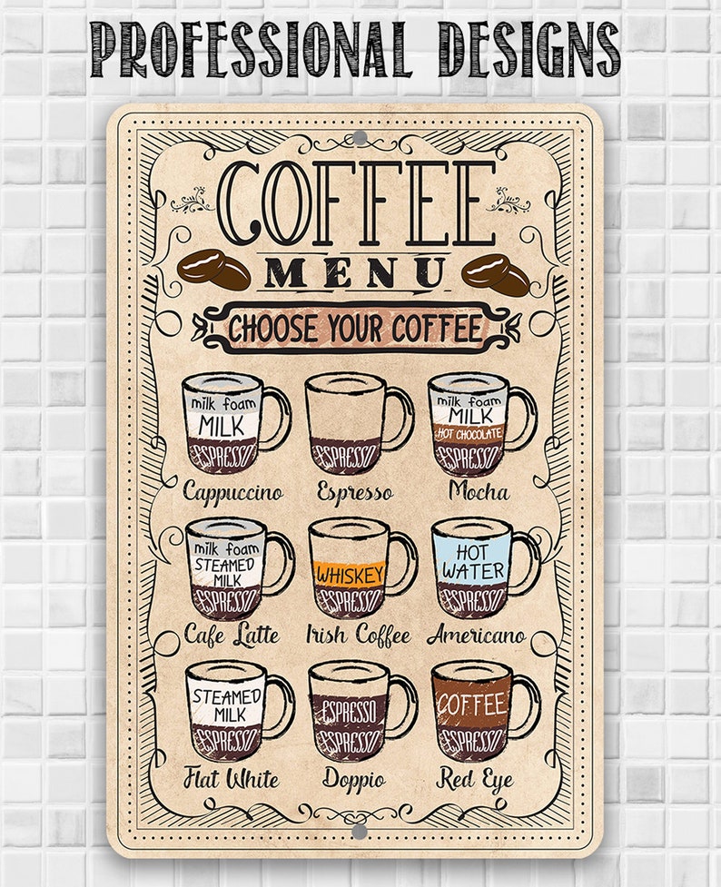 Coffee Menu Choose Your Coffee 8 X 12 or - Etsy