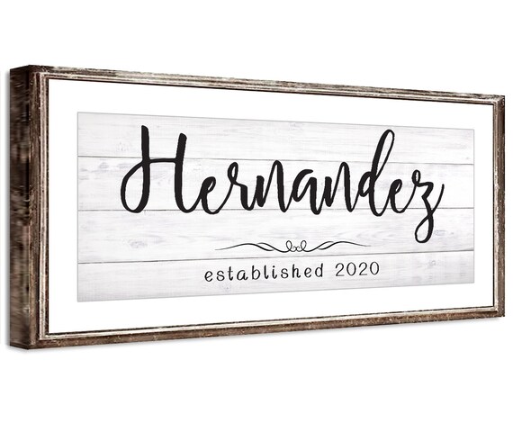 Personalized Large Canvas Family Name Stretched on Wood | Etsy