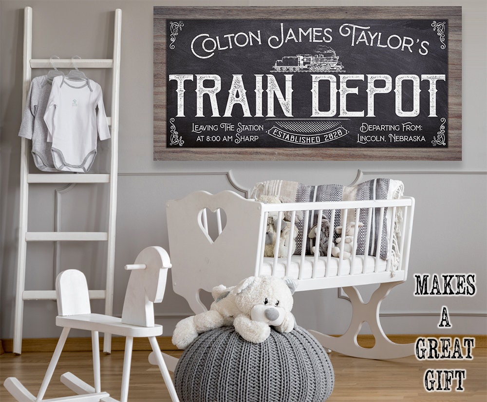 Personalized Train Depot Large Canvas Not Printed on | Etsy