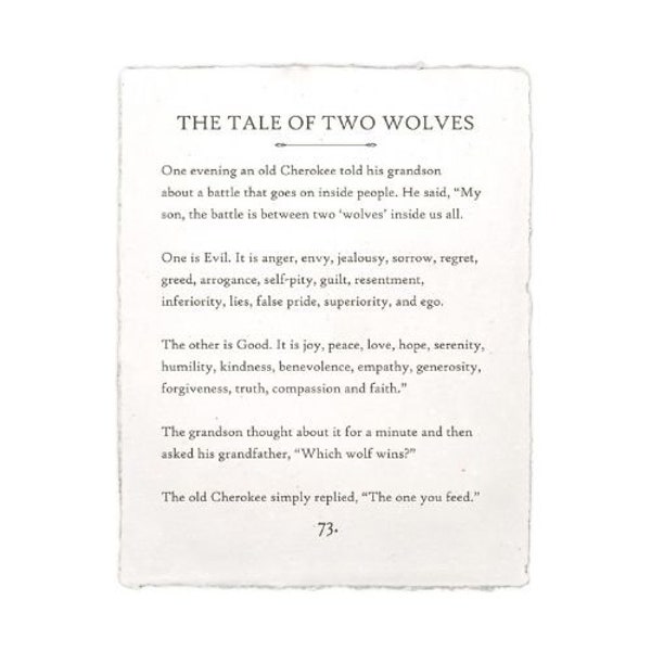 Tale of the Two Wolves Poster - Etsy